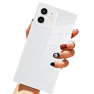 LSL Compatible iPhone 11 Case Square White Soft TPU Bumper Anti-Drop Anti-Scratch Shock Absorption Protective Wireless Slim Cover Compatible with iPhone 11 6.1 Inch for Women Girls Men