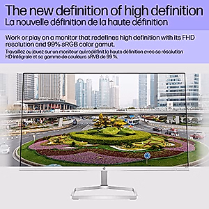 HP 24-inch FHD Monitor with AMD FreeSync Technology (2021 Model, M24fw),Silver, 15.62"D x 21.09"W x 6.97"H