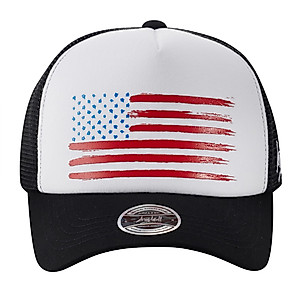 AMPLESH Premium 3D Embossed American Flag Trucker Hat Mesh Baseball Cap Outdoor Snapback Hat for Men Women (as1, Alpha, m, l, White/Black)