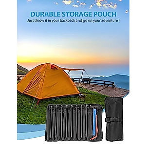 Sahara Sailor Tent Stakes, 8PCS Metal Camping Stakes Heavy Duty Tent Stakes with Hammer and Storage Bag, Unbreakable and Inflexible Tent Pegs for Camping, Hiking, Backpacking, Gardening