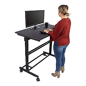 Stand Up Desk Store Rolling Adjustable Height Standing Desk Computer Workstation (Black, 48" Wide)