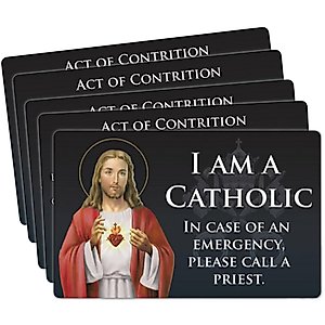 Needzo Sacred Heart Catholic ID, Pocket and Wallet Prayer Card, Religious Keepsake, 2.125 by 3.25 Inches, Pack of 5