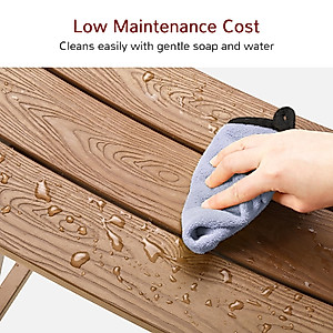 All-Weather Bar Stools Set of 4, Patio Barstools, Never Rot or Fade, for Bar, Kitchen Counter and Deck, Teak