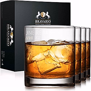 Bravario Unbreakable Tritan Plastic Whiskey Glasses | Shatterproof Double Rocks | Dishwasher-Safe | BPA-free | Perfect for Cocktail Bourbon | 12.5 oz, Set of 4