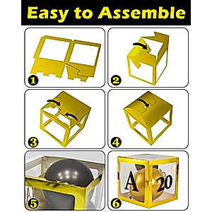 LABEOL Graduation Party Decorations 2023,4 PCS Gold Balloon Boxes with"GRAD""CLASS OF 20 22 23""So proud of you"Letters and 20 PCS Balloons for Graduation Party Decorations Supplies for Class of 2023