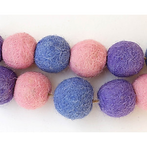 De Kulture Handmade Premium Wool Felt POM POM Garland Eco Friendly Halloween Wall Hanging Home Office Theam Party Holiday Decoration Banner| 48 Inch Long, Indigo Pink & Purple (Set of 2)