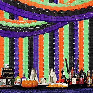 Black-Purple Orange Green Halloween Party-Decorations - 157Ft Four-Leaf Clover Streamers Garland Hanging Banner,Birthday Wedding Baby Bridal Shower Decor Hugtmr