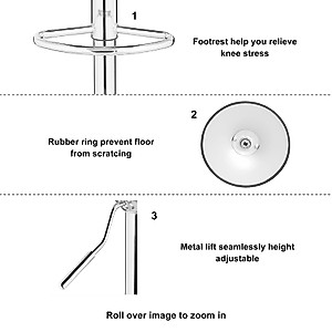 Luonavei Modern Bar Stools Set of 2 Counter Height Bar Stool with Back, Faux Leather Upholstered Barstools Modern Adjustable Swivel Bar Chairs for Home Kitchen Island (Black- S1, Set of 2)