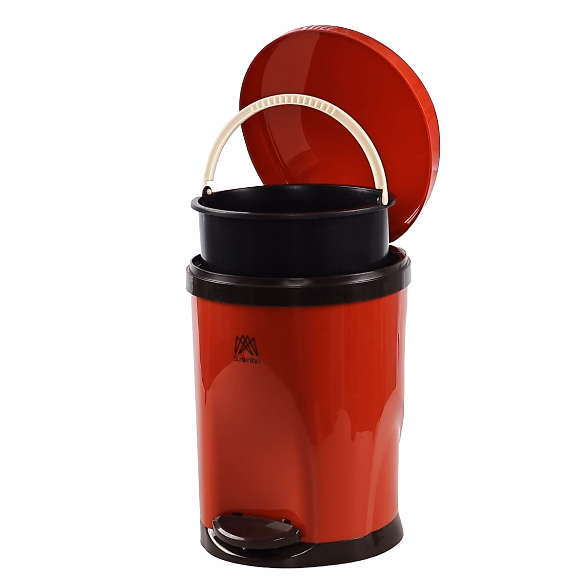 Buyitt Round Trash Can with Soft-Close Foot Pedal, 2 Gallon Waste Bin with Lid, Bathroom Step Waste Can, Red