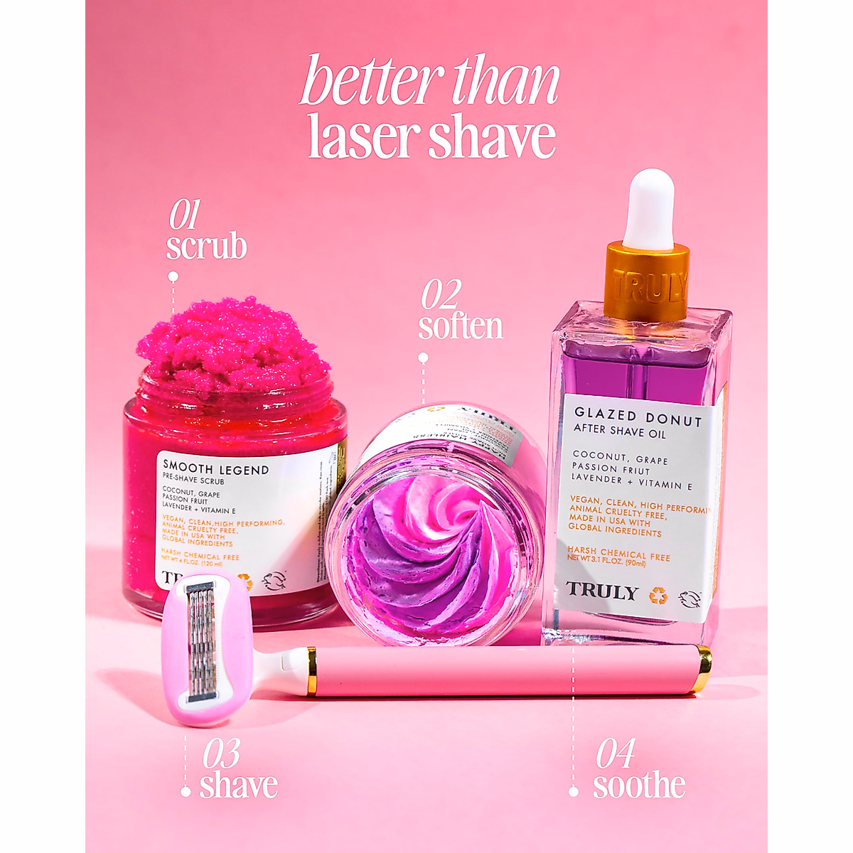 Truly Beauty Glazed Donut After Shave Oil - Razor Bumps Treatment for Women, Razor Bump and Ingrown Hair Treatment for Bikini Area - 3.1 OZ