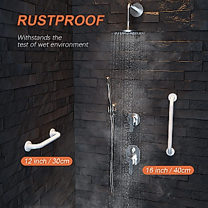 Anti-Slip Black Grab Bars 12 Inch w/Rubber Grip, iMomwee Stainless Steel Bathroom Wall Mount Oil Rubbed Black Grab Bar Handle, Safety Balance Handrail, Handicap Elderly Senior Assist Shower Handle