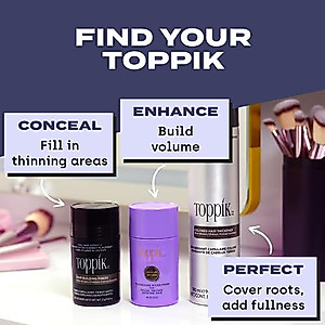 Toppik Colored Hair Thickener, Black, Volumizing Root Touch Up Concealer Hair Color Spray, Colored Spray for Root Touch Up, Cover Up, Hair Thickening, Hair Building Fiber Spray, 5.1oz Spray