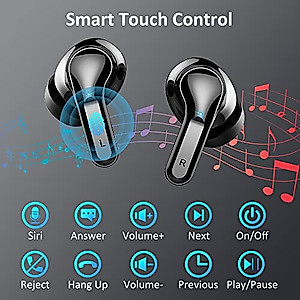 Wireless Earbud, Bluetooth Headphones 5.3 NEW 40H Ear Buds Bass Stereo Earphones Noise Cancelling Earbud with 4 ENC Mic in-Ear Bluetooth Earbud USB-C LED Display IP7 Waterproof Sport for Android iOS