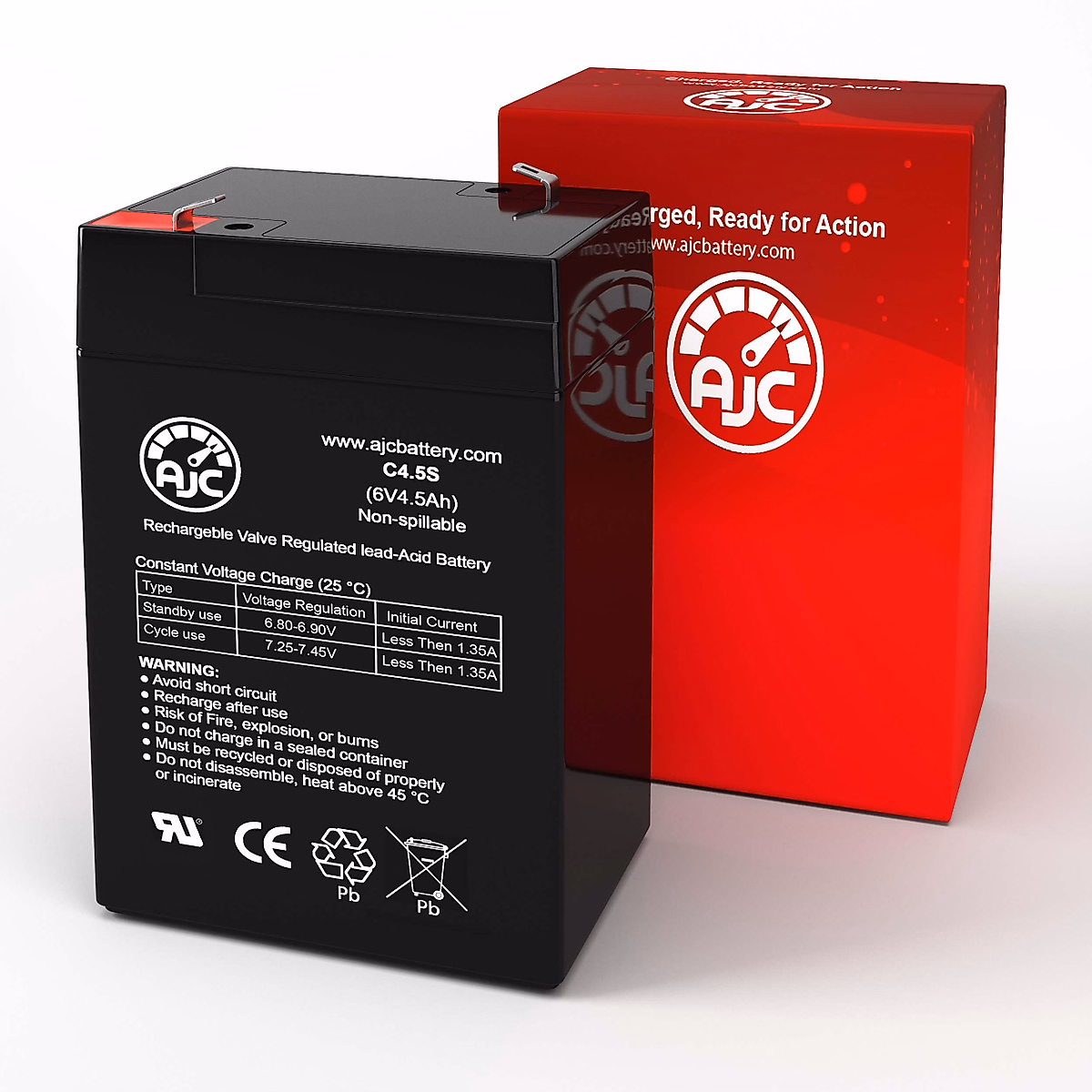 AJC Battery Compatible with Long Way LW-3FM4.5 6V 4.5Ah Sealed Lead Acid Battery