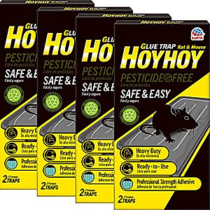 HOY HOY Rat & Mouse Regular Size Glue Trap 8 Traps [4 Pack] - Heavy-Duty Professional Strength Ready-to-Use Pest Control, Kids & Pets Friendly Indoor Home Mouse and Other Household Pests