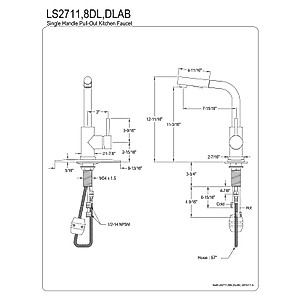 Kingston Brass LS2711DL Concord Pull-Out Sprayer Kitchen Faucet, Polished Chrome, 12.69 x 9.81 x 7.94