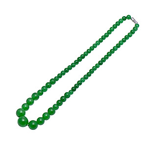 Paialco Women's Graduated Necklace Strand Chalcedony Emerald Green Beads 6-14MM, 18 Inches