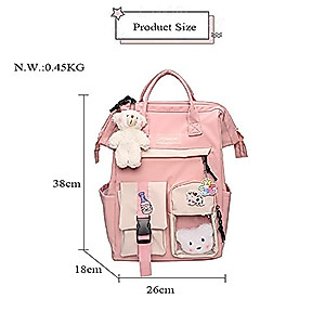 GGOOB Kawaii Backpack with Kawaii Pin and Accessories Backpack Cute Aesthetic Backpack Cute Kawaii Backpack for School (Black)