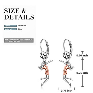 Volleyball Earrings Volleyball Gifts for Women Sterling Silver Dangle Drop Player Fan Coach Volleyball Jewelry…