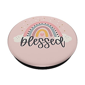 Blessed - Cute Rainbow Positive Quotes Inspirational Saying PopSockets Swappable PopGrip
