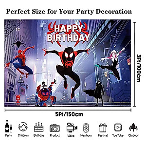 ERWYN23Pcs Miles Morales Spiderman Backdrop Happy Birthday Party Supplies Decoration Banner Photography Background Photo Studio Props Spiderman Balloons