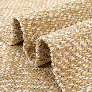 LEEVAN Hallway Runner Rug 2.6' x 8', Tan/Cream Braided Kitchen Runner Rug, Washable Woven Reverisible Bathroom Runner, Farmhouse Entryway Rug, Low-Profile Floor Carpet for Doorway/Laundry Room/Bedroom