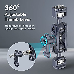 SmallRig Camera Magic Arm, Flexible Articulating Arm with 1/4” Screws, Field Monitor Mount with Dual Ballhead, Aluminum - 3873