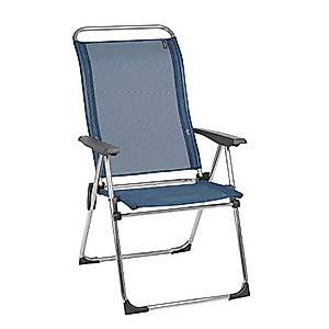 Lafuma Alu Cham Folding Armchair (Ocean Blue, Set of 4) Foldable Deck and Patio Chairs
