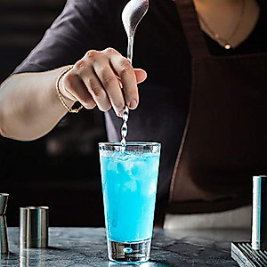 Briout Bar Spoon Cocktail Mixing Stirrers for Drink, Stainless Steel 12 Inches Long Handle, Silver 2 Pieces