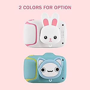 Wennzy Mini Cartoon Kids Digital Camera 1080P Digital Video Camera for Kids 2.0 Inch IPS Screen 4X Zoom Built-in Battery Cute Photo Frames Interesting Games with Neck Strap