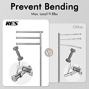 KES Towel Racks for Bathroom, 40-Inch Swivel Arms Standing 3 Bath Towel Racks with Weighted Marble Base, SUS304 Stainless Steel Brushed Finish, BTH219-2