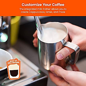 Chefman 6-in-1 Espresso Machine with Built-In Milk Frother, 15-BAR Pump, Digital Display, One-Touch Single or Double Shot Espresso for Cappuccinos and Lattes, XL 1.8-L Water Reservoir, Stainless Steel