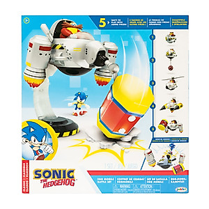 Sonic The Hedgehog Egg Mobile Battle Set with Sonic & Dr. Eggman 2.5 Inch Action Figures, Includes 14 Unique Pieces