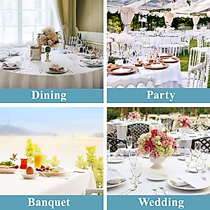 VidaFete 120inch Round Tablecloth Polyester Table Cloth，Stain Resistant and Wrinkle Polyester Dining Table Cover for Kitchen Dinning Party Wedding Rectangular Tabletop Buffet Decoration(White)