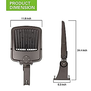 hykolity 150W/200W Switchable LED Parking Lot Light, 150LM/W LED Street Lighting with Dusk to Dawn Photocell [400W-600W HPS Equiv.] 5000K 100-277V, Commercial Adjustable Arm Mount LED Shoebox Light