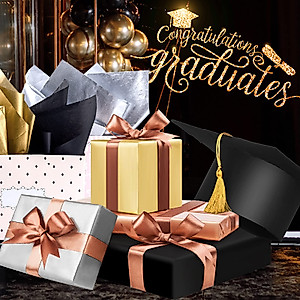 MIAHART 90 Sheets Metallic Gift Wrapping Paper Tissue Paper Bulk for Christmas Weddings Birthday Graduation Party Decor DIY Arts Crafts 20x14Inch (Metallic Gold Silver Rose Gold and Black)