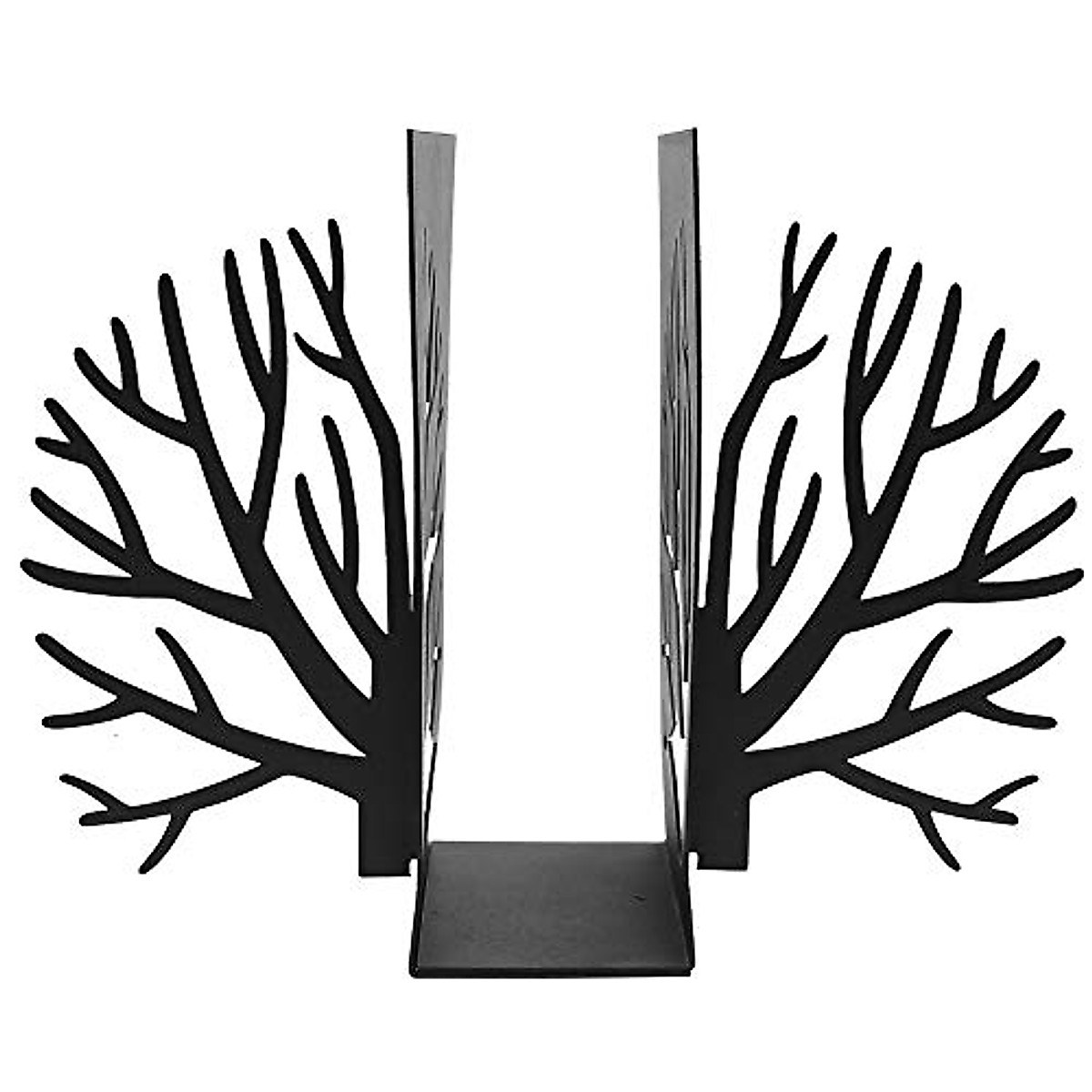 3D Paper-Cut Black Tree Bookends Metal Heavy Duty Book End for Kids Teachers Students Adults Study Gift School Library Desk Office Home Decoration Organize Books