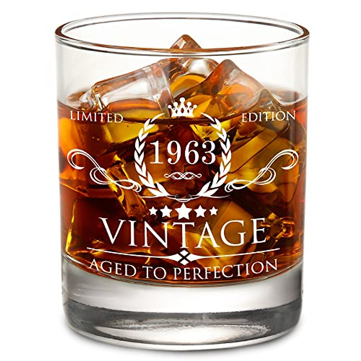 AOZITA 60th Birthday Gifts for Men - 60th Birthday Decorations for Men, Party Supplies - 60th Anniversary, Bday Gifts Ideas for Him, Dad, Husband, Friends - 11oz Whiskey Glass