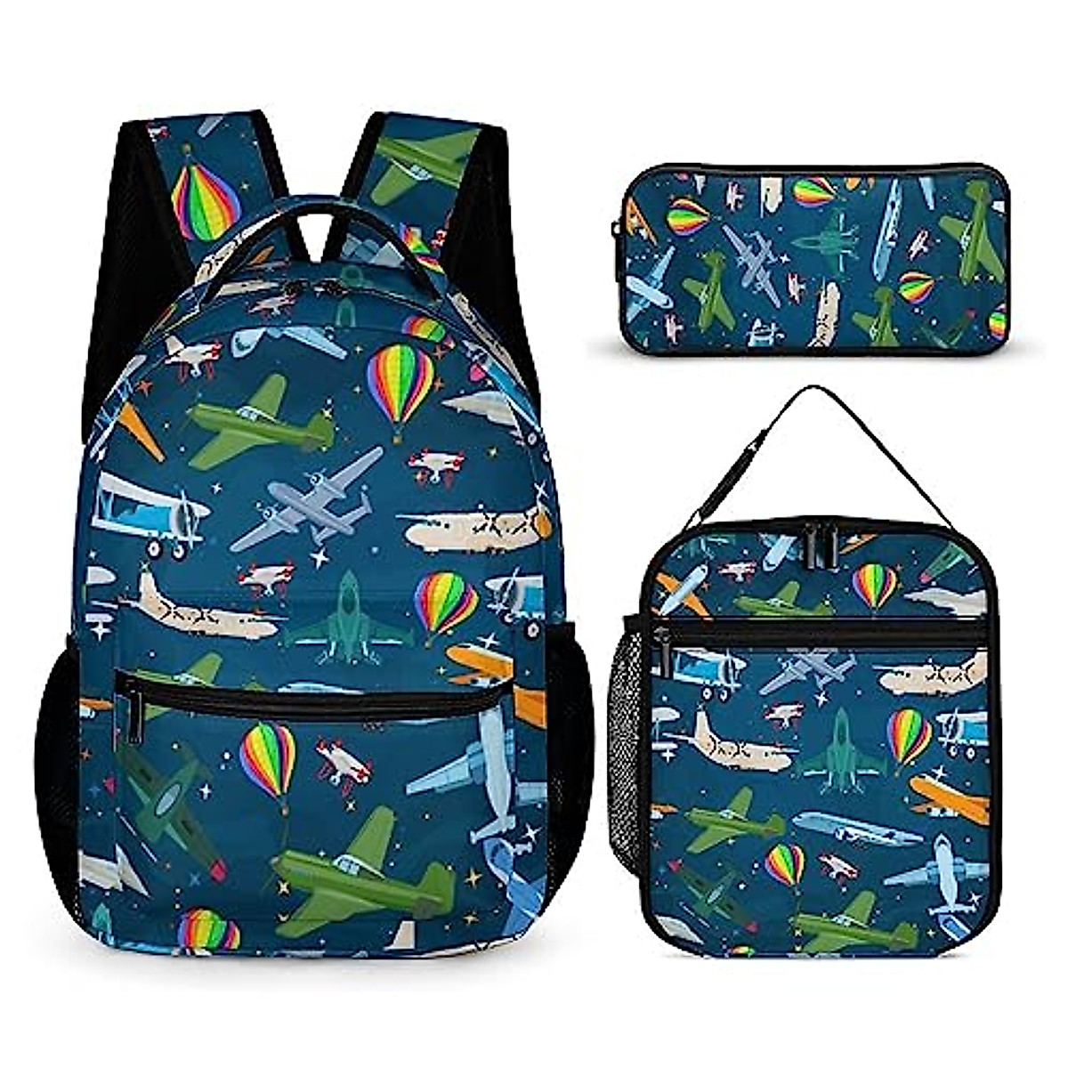 oallpu Cartoon Airplanes Backpack, Stylish Laptop Bag Cool Shoulders Backpack with Adjustable Shoulder Strap, Lightweight Planes Daypack(Airplanes & Star)