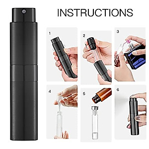 LISAPACK 8ML Brushed Atomizer Perfume Spray Bottle for Travel, Empty Refillable Cologne Dispenser, Portable Sprayer (Black)