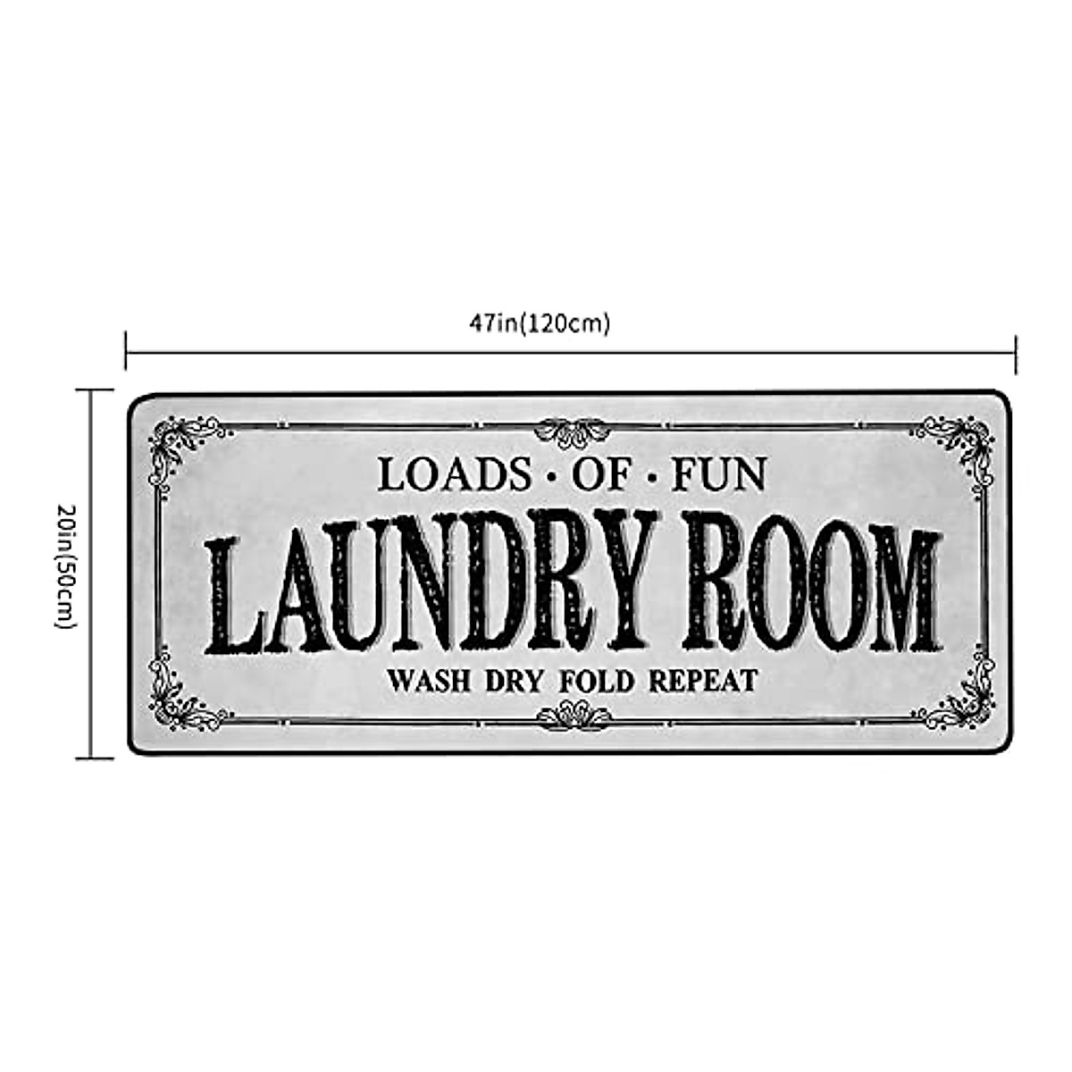 ROMAMIGO Laundry Room Rug Runner Non Slip Laundry Mats Mudroom Runner Farmhouse Kitchen Floor Mat Bathroom Laundry Room Decor Accessories(Grey, 20 X 47 inch)