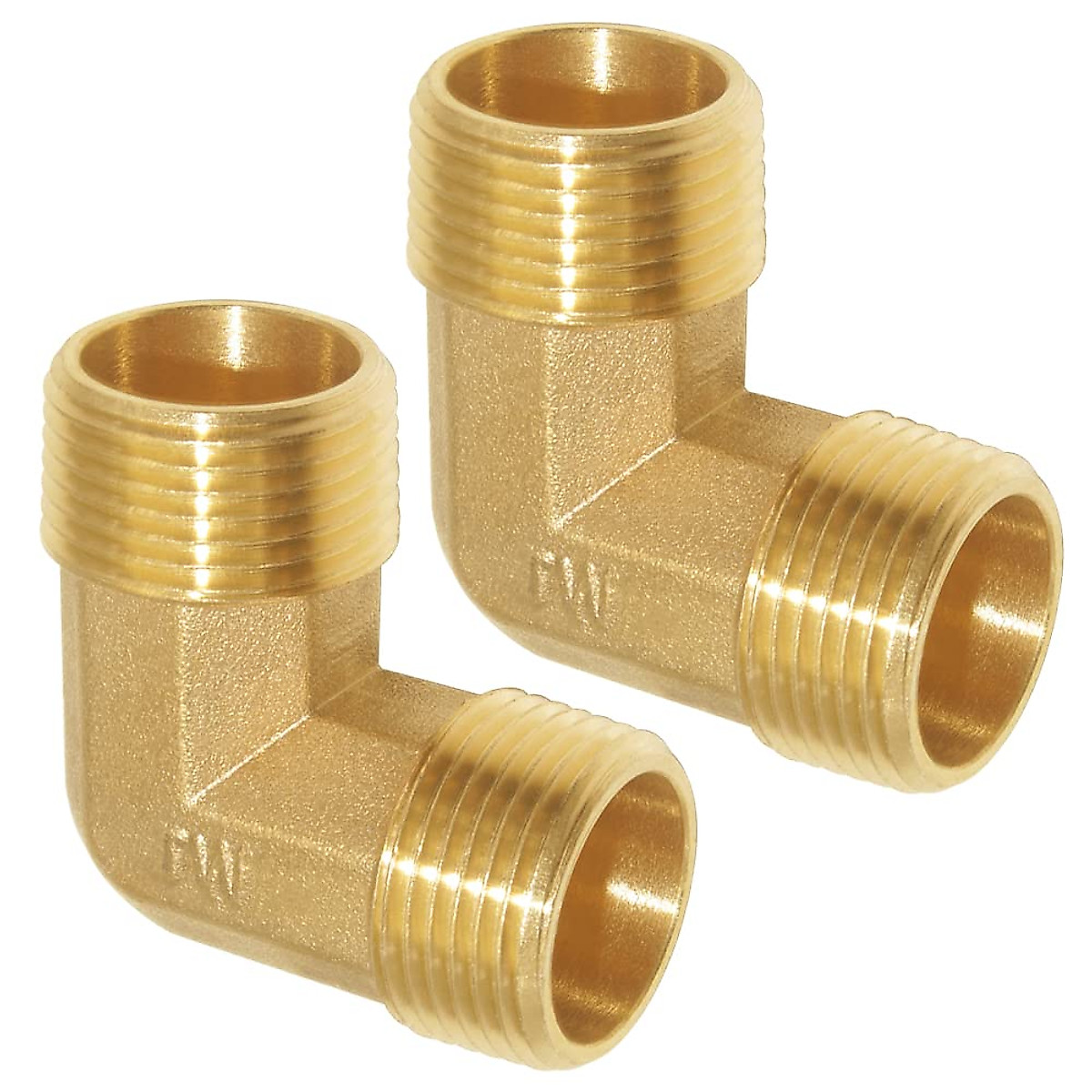 Joywayus 90-Degree Male Elbow Garden Hose Pipe Fitting Forged Brass Right Angle 3/4" GHT Male x 3/4" GHT Male (Pack of 2)