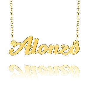 CLY Jewelry Personalized Last Name Necklace Custom Sterling Silver Alonzo Pendant Customized Gift for Women