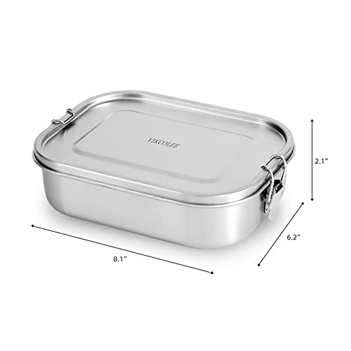 VIKCOLEE Stainless Steel Bento Lunch Food Box Container, 5-Compartment Large 1400ML Metal Bento Lunch Box Container for Kids or Adults with Lockable Clips to Leak Proof - BPA-Free - Dishwasher Safe