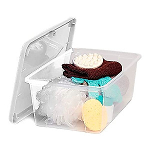 Homz 6 Quart Plastic Multipurpose Stackable Storage Container Bins with Secure Latching Lid for Home and Office Organization, Clear (10 Pack)