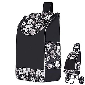 Trolley Bags for Shopping Cart Replacement Bag 7.87x12.60x25.98 Inch Foldable Waterproof Plum Blossom Oxford Shopping Cart Bag with Fasten Tape for Shopping Grocery Cart Trolley Bag Shopping Cart