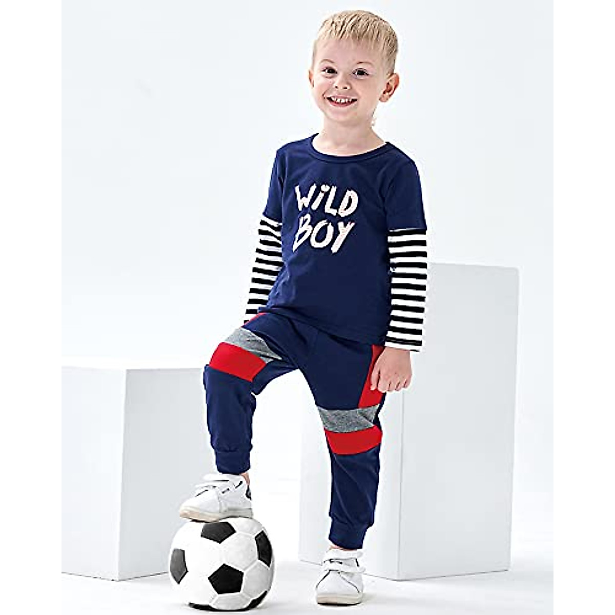 Mikrdoo 2T Boy Clothes Toddler Baby Boy Clothes Long Sleeve Sweatshirt Tops Pants Outfits Set Cotton Little Boy Clothing Fall Winter 2T 3T Boys Clothes
