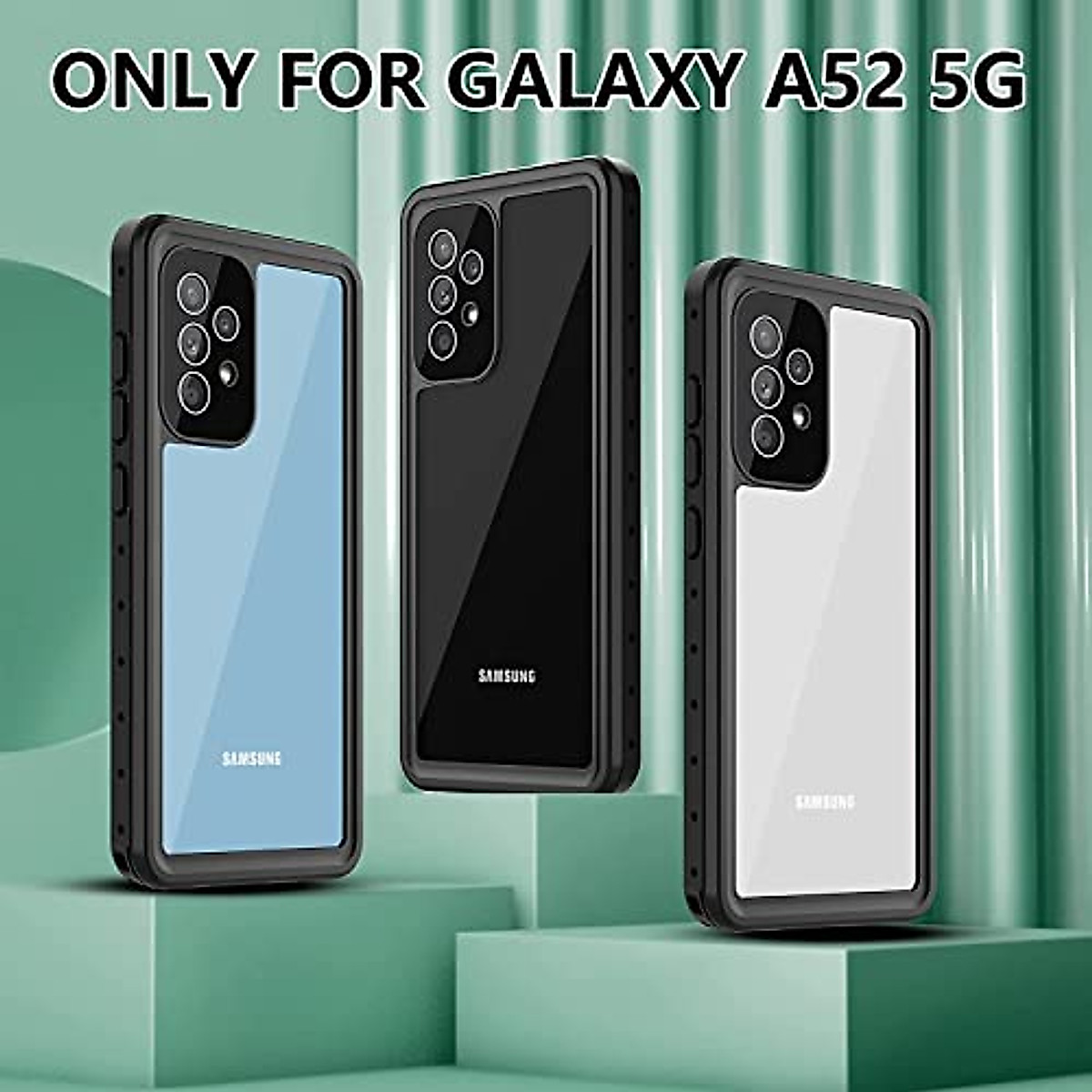 Oterkin for Samsung Galaxy A52 Case, A52 Waterproof Case Built-in Screen Protector Dustproof Shockproof IP68 Underwater Full Body Sealed Daily-Use Clear Case for Samsung A52 5G 6.5 inch