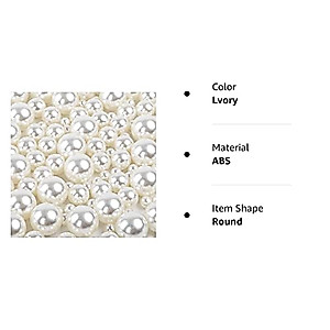 Quefe 150pcs Pearls for Crafts No Holes, Vase Filler Artificial Plastic Ivory Pearl Beads, Pearls for Vase Filler, Table Scatter, Wedding, Birthday Party, Home Decoration(8mm, 14mm, 20mm)