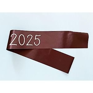 Generic Senior Sash 2025, 8 Pack Silver Glitter Black Satin Finally Graduated Senior Cheerleader Sashes for Class of 2025 Graduation Party Supplies